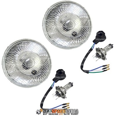2X Lucas 700 Headlight 7 Inch 12V Conversion Lamp H4 Halogen Bulb 3 Pin ...