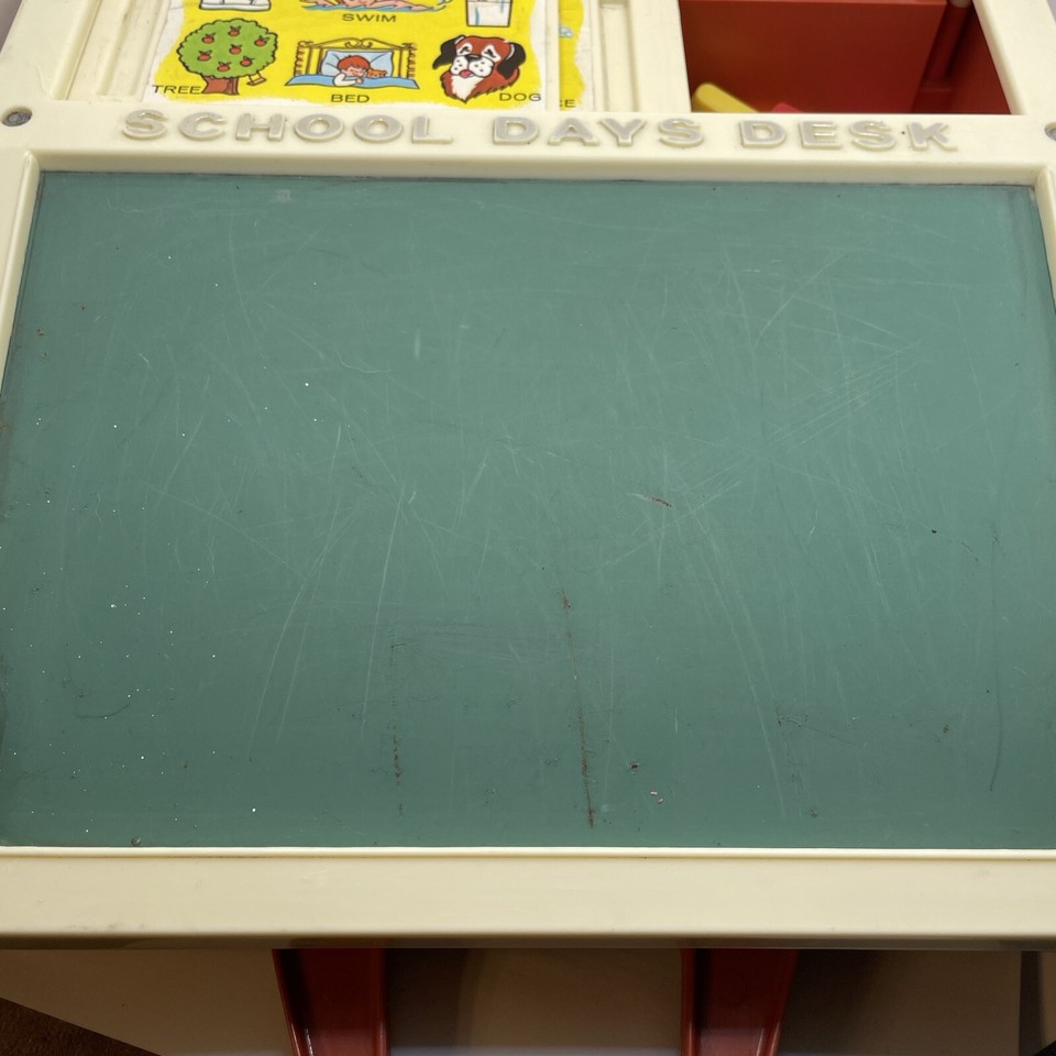 Vintage Fisher Price School Desk 1972 Trace Mats Magnetic Letters | eBay