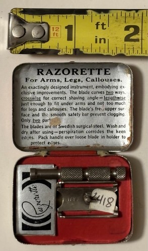 VINTAGE RAZORETTE DOUBLE EDGE MINIATURE WOMAN’S TRAVEL RAZOR IN TIN | eBay
