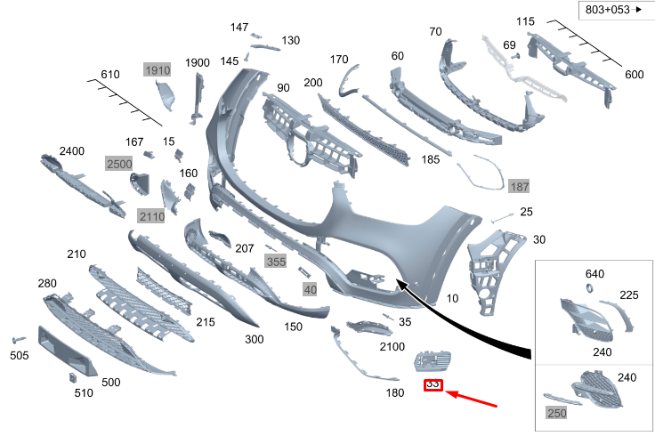 MERCEDES-BENZ GLE W167 Front Bumper Left Absorber A1678859910 NEW ...