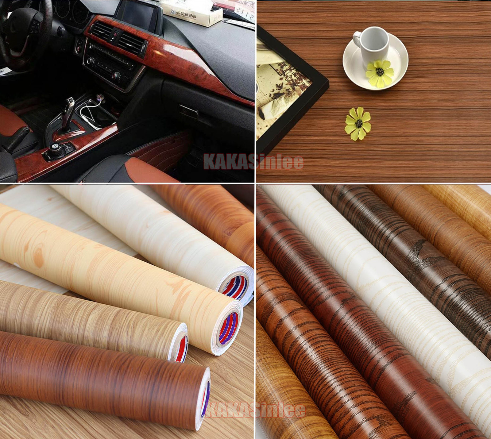 DIY Matte Glossy Wood Grain Textured Vinyl Wrap Sticker Decal Car Home ...