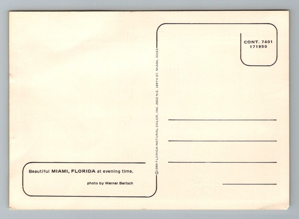 Miami Evening Time, Miami Florida FL Postcard c1980 B15 | eBay