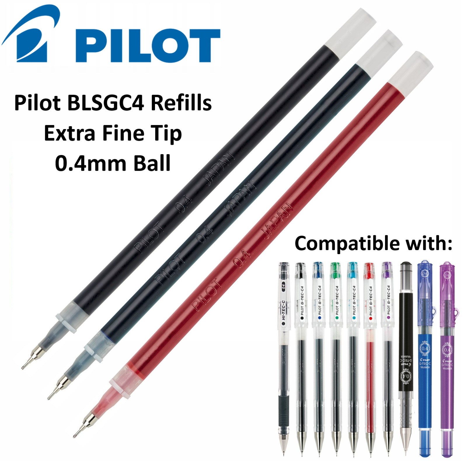 Pilot BLSGC4 G-Tec Gel Refill For G-Tec-C4 Hi-Tec-C Grip G-Tec-C Maica ...