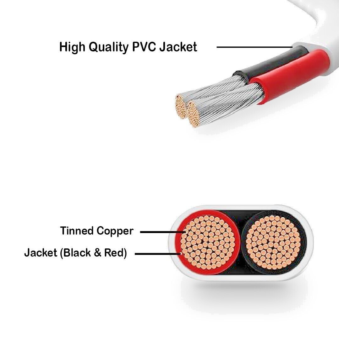 16 AWG Gauge Marine Grade Wire OFC Tinned Copper Flat 16/2 Duplex Cable ...