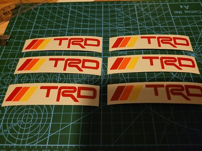 TRD STICKERS PACK OF 6 2"INCH WIDE X 1/2" high Color Red Yellow Orange ...