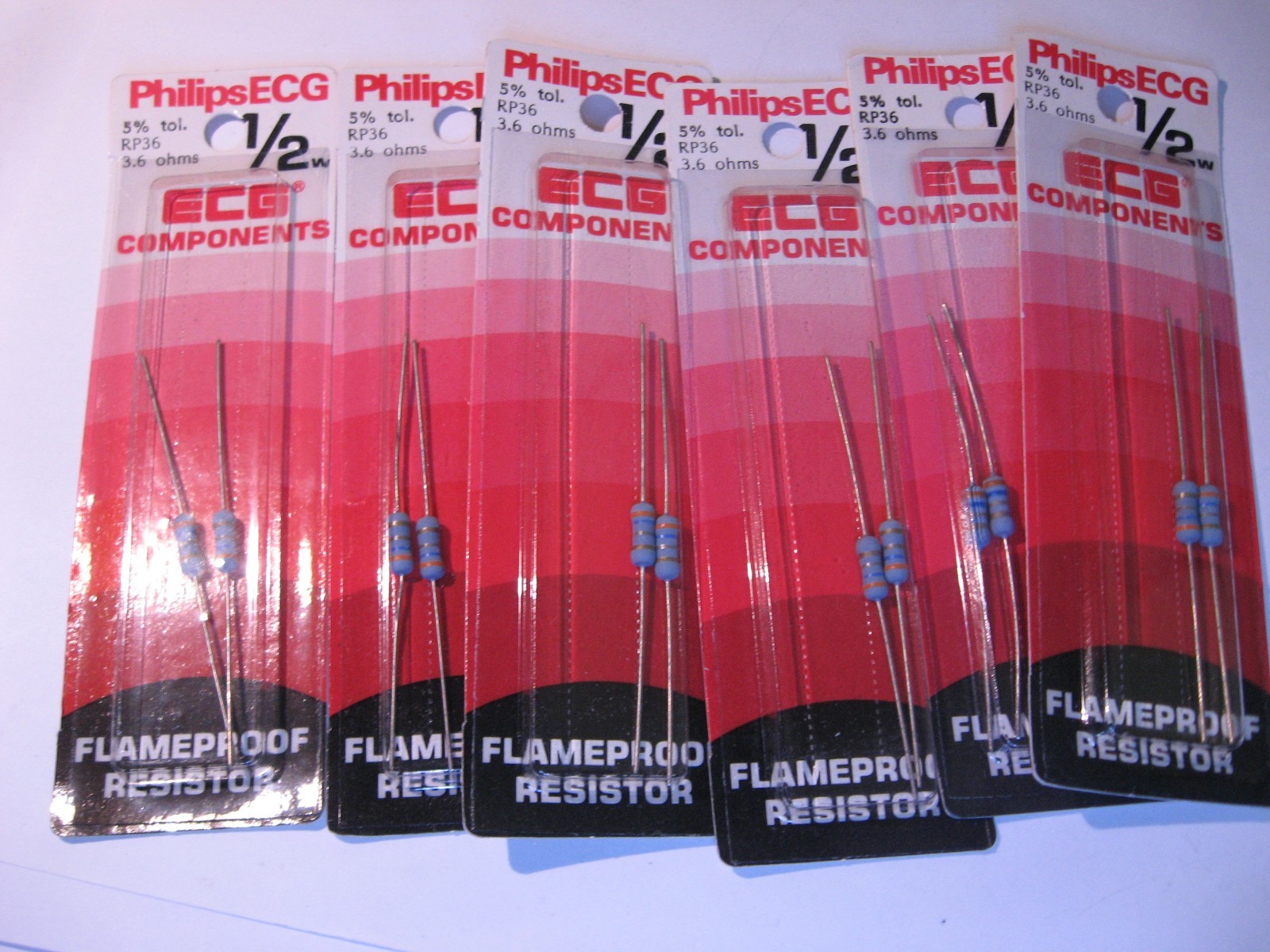 ECG RP36 Metal Film 3.6 Ohm 5% 1/2W Flameproof Resistor 3R6 - NOS Qty ...