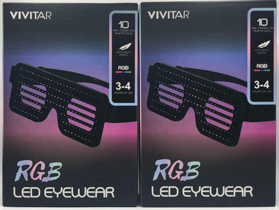 2PK Vivitar Rgb Led Eyewear ~ 10 Preloaded Animation ~ 4 Colors ~ One ...