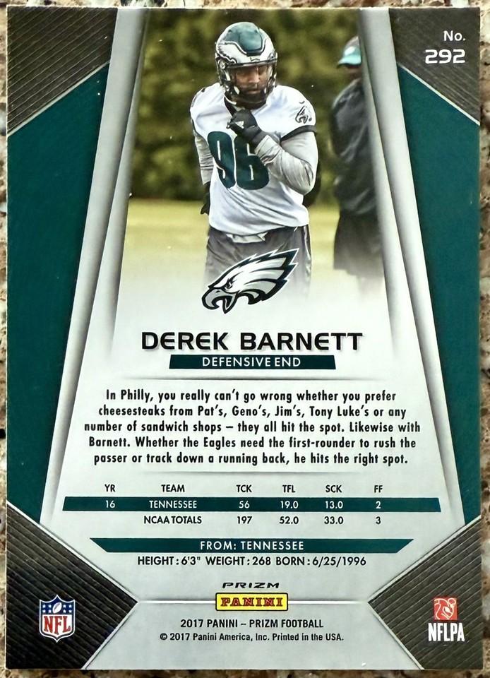 2017 Panini Prizm DEREK BARNETT RC Holo #292 | eBay