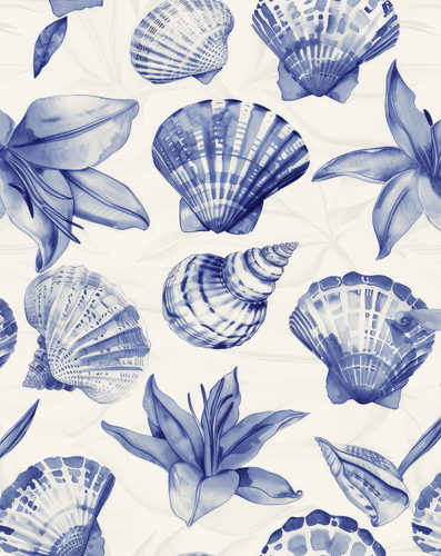 Blue & White Seashell Poster- Coastal Wall Art - 12X16/16X20/18X24 ...