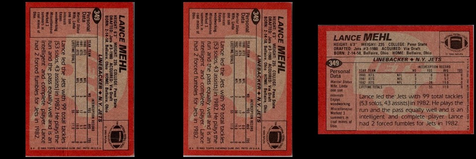 1983 Lance Mehl (3) Card Lot - LIMITED EDITION – RARE GEM | eBay