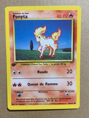 1st Edition FRENCH Ponyta 60/102 Base Set - Common Pokemon Card - NM | eBay