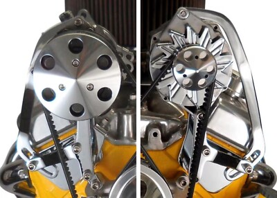 Small Block Chevy Short Water Pump CHROME Alternator & Air Conditioning ...