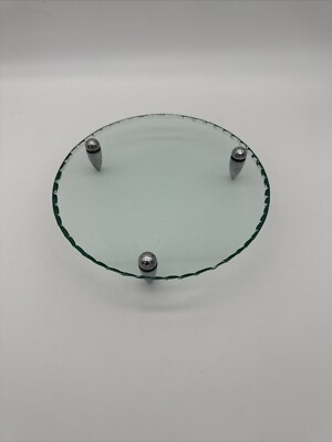 Magnifique Fine Crystal Platter or Plate 3-Footed Display Round Stand ...
