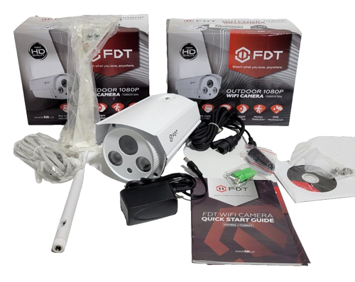 LOT OF 2 - FDT FD8902W-SD16 OUTDOOR 1080P WIFI CAMERA W PRE-INSTALLED ...