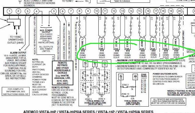 Honeywell Ademco 2000 ohm end of line resistors 2k EOLR zone monitoring ...