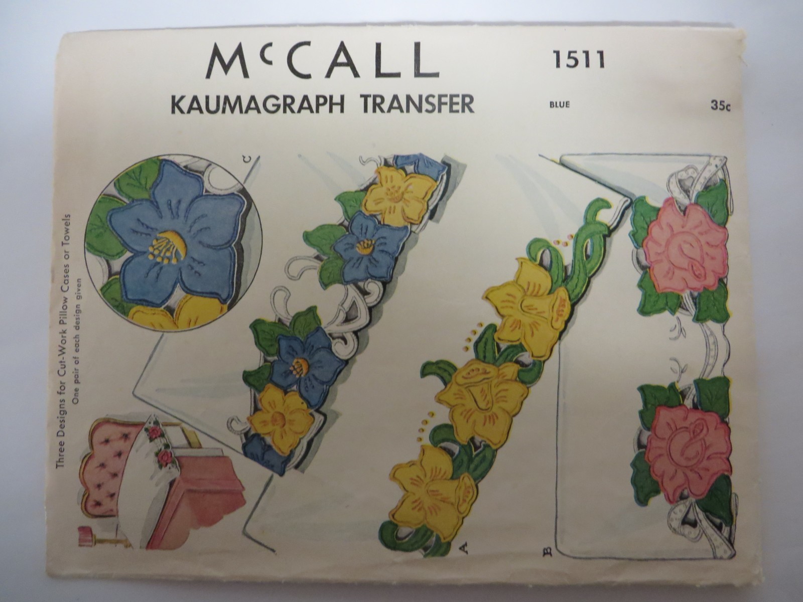 Vintage 50's McCall Lot Kaumagraph Transfer Patterns Floral Embroidery ...