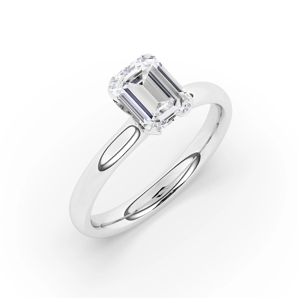 Emerald Diamond Engagement Ring 18k White Gold Labgrown 2.10 Ct ...