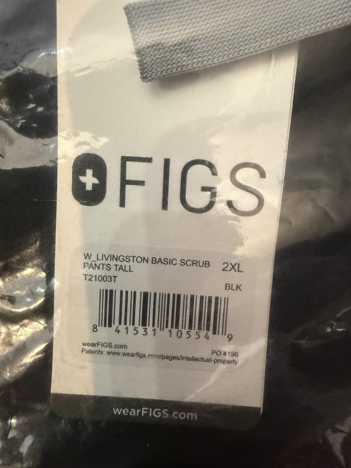 Figs Livingston Scrub Pants Women's SIZE XXL TALL Black Technical Nurse ...