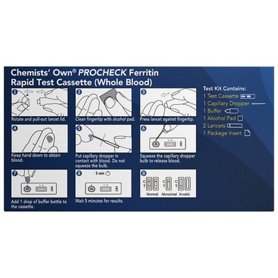 Chemists' Own PROCHECK Ferritin Rapid Test Cassette 1 Pack | eBay Australia