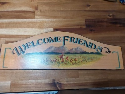 Handcrafted Wood Signs Home Decor Welcome Friends | eBay