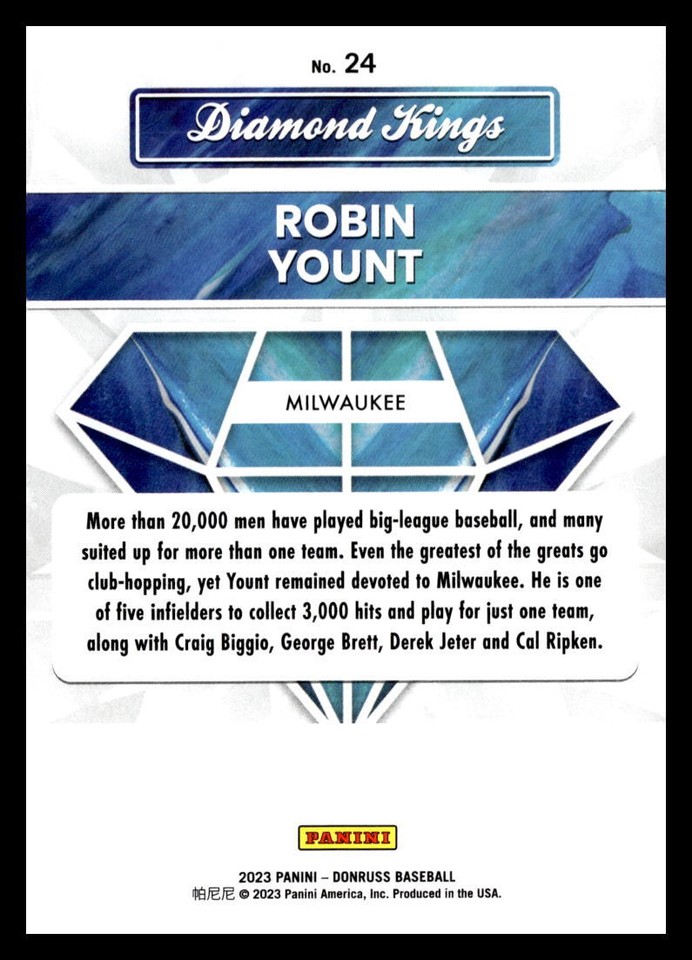 2023 Donruss #24 Robin Yount Milwaukee Brewers Baseball Card | eBay