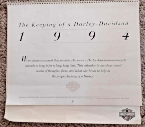 Harley-Davidson Calendar 1994 Vintage Authorized H-D Dealer calendar | eBay