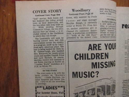 June 15, 1969 Lancaster Pa TV Magaz(ROBIN STRASSER/TOM JENNINGS/IT ...