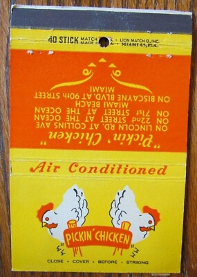 40 STICK BY LION MATCH (1945-58): PICKIN' CHICKEN (MIAMI BEACH, FLORIDA ...