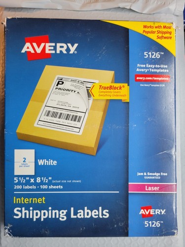 Avery #5126 Internet Shipping Labels - Laser - 200 labels - White - NEW ...