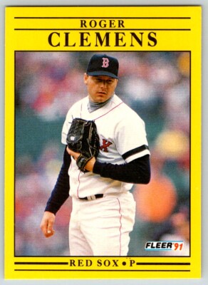 1991 FLEER YELLOW '91 ROGER CLEMENS BOSTON RED SOX #90 | eBay