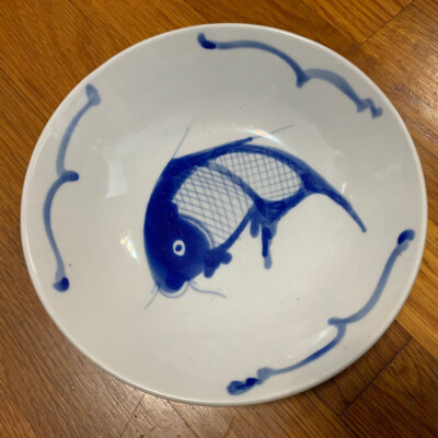 Koi Fish, Chinese Hand Painted B & W Pattern 6" Fruit/Pasta/Soup Bowl ...