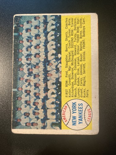 1958 Topps #246 YANKEES TEAM CHECKLIST CARD Low Grade Not Marked | eBay