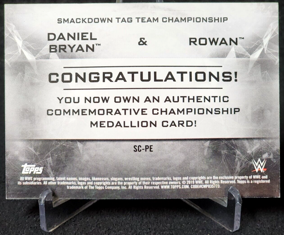 2019 WWE Topps Daniel Bryan / Rowan Tag Championship Commemorative ...