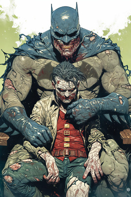 ZOMBIE BATMAN & ROBIN Fine Art Print 13x19 Limited Edition 1/30 Justice ...
