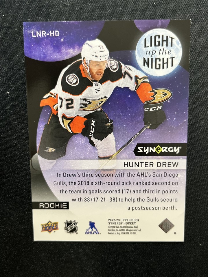 22-23 UD Synergy Hockey RC Rookie Light Up The Knight LNR-HD Hunter ...