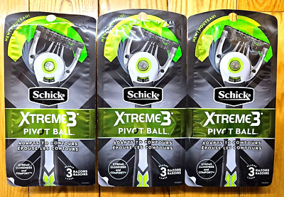 3 X (3 CTS) SCHICK XTREME 3 PIVOT BALL 3 BLADES DISPOSABLE RAZORS | eBay