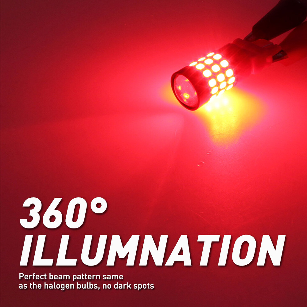 2Pcs 3157 3156 Red LED Strobe Flashing Blinking Brake Tail Light ...