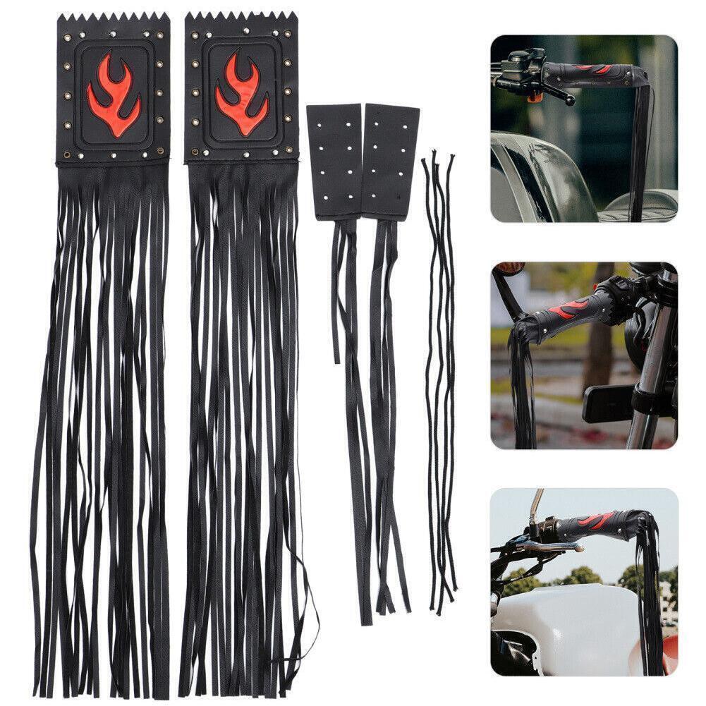 Universal PU Leather Motorcycle Handle Bar Tassels Cover H2F5 ...