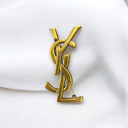 YSL Yves Saint Laurent Brass Gold Pin Brooch | eBay