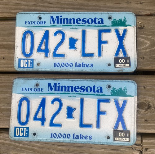 Vintage 2000 MINNESOTA 10,000 LAKES LICENSE PLATE SET # 042 LFX | eBay