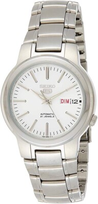 Seiko 5 White Dial Stainless Steel Automatic Mens Watch SNKA01 | eBay