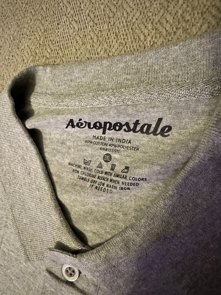 NEW Aeropostale Polo Shirt Men's Size 3XL Heather Gray A87 Logo | eBay