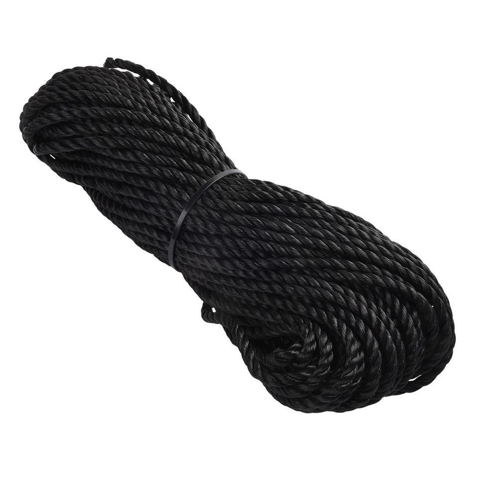 Black Poly Rope Black Rope Coil UV Resistant Versatile Use Extended ...