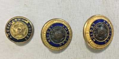 Vintage American Legion cuff buttons metal shank back mark WB C0 ...
