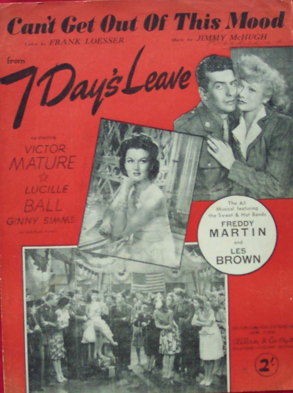 "CAN'T GET OUT OF THIS MOOD" Sheet Music - 7 DAYS LEAVE MOVIE - LUCILLE ...