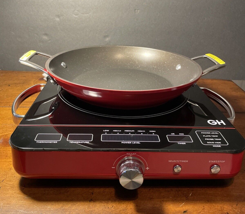 Good Housekeeping Smart Induction Cooktop with Probe & 10" Pan Red ...