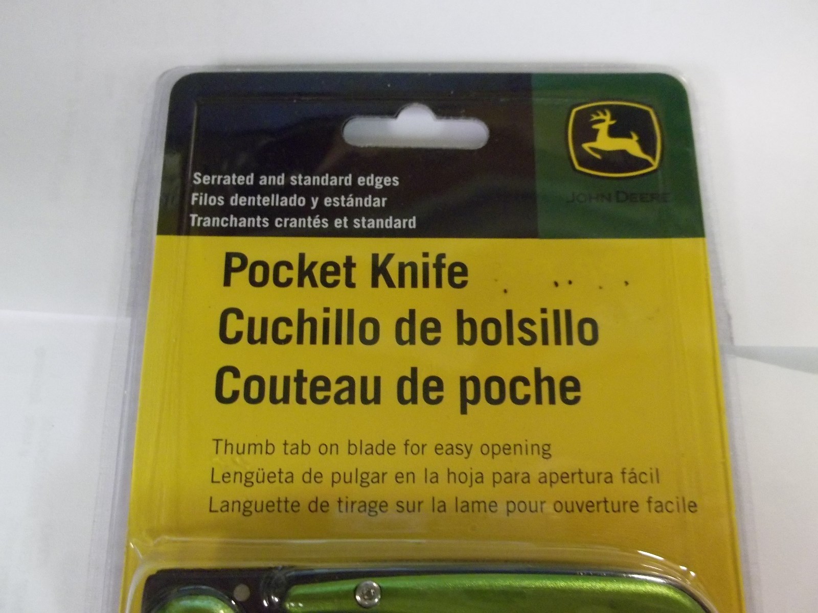 JOHN DEERE POCKET KNIFE BLACK SERRATED & STANDARD EDGE - PART # TY26564 ...