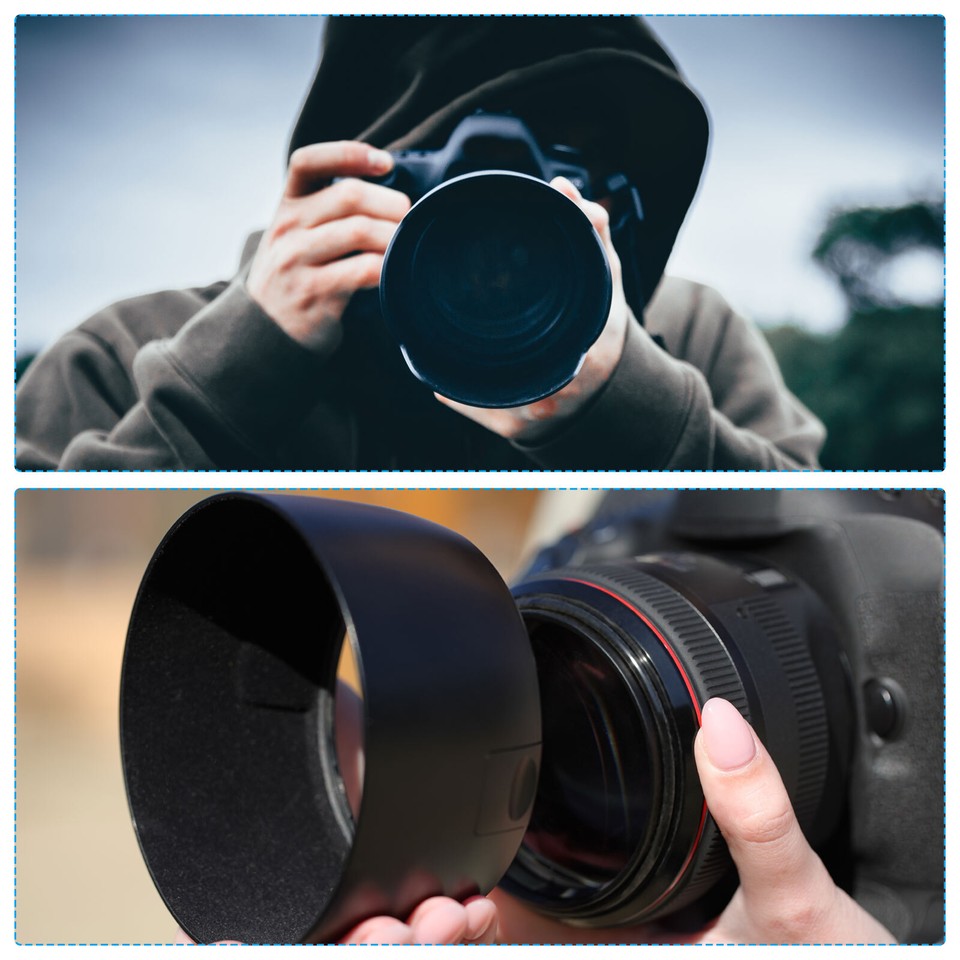 62mm Lens Hood, Standard Focus Frosted Surface Hood with Cap and ...