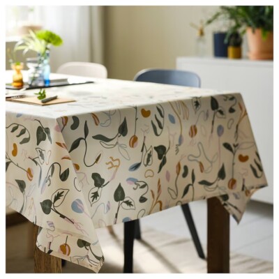 Acrylic Coated FABRIC TABLECLOTH Wipeable 57 x 94 Indoor Outdoor Water ...