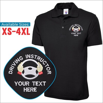 Embroidered Driving Instructor Name, Custom Text Polo Shirt Workwear ...